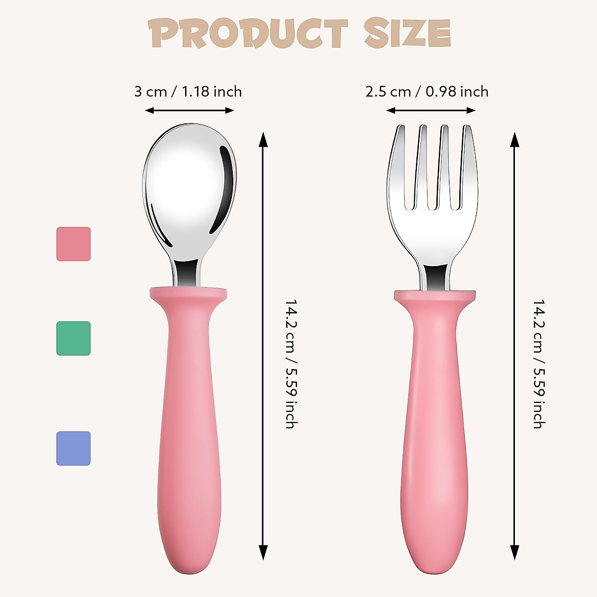 Pimoys 6 Pieces Toddler Utensils,Toddler Forks and Spoons,Kids Silverware Set with Plastic Handle Stainless Steel Toddler Silverware,Dishwasher Safe