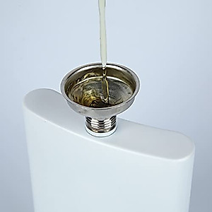 FYL Hip Flask for Liquor Matte White 8oz 18/8 Stainless Steel Leakproof with Funnel， Never-Lose Cap Gift Flask