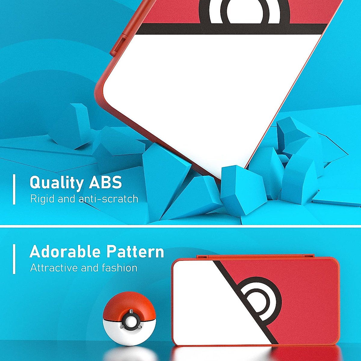 TiMOVO 24 Game Card Case for Nintendo Switch OLED 2021/Switch/Switch lite, 24 Game Holder Cartridge Case for Switch Game Cards and 24 SD Cards, Compact & Portable Game Storage Case Box, Pokeball