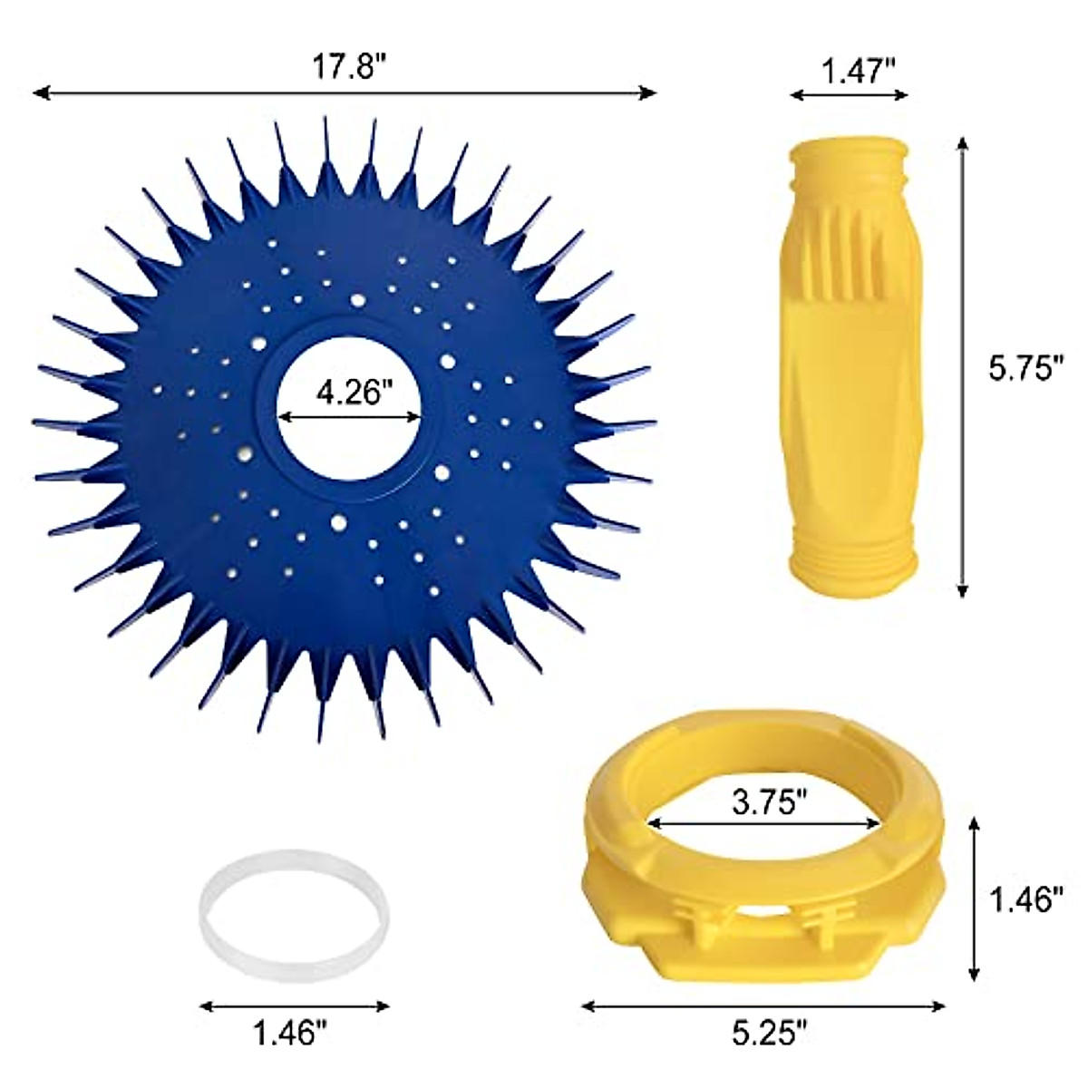 4 Pieces Pool Cleaner Replacements Include W70329 Finned Seal Disc Skirt & W69698 Pool Cleaner Diaphragms & W70327 Foot Pad Compatible with Zodiac Baracuda G2 G3 G4, Replace W72855 W69721 W46666