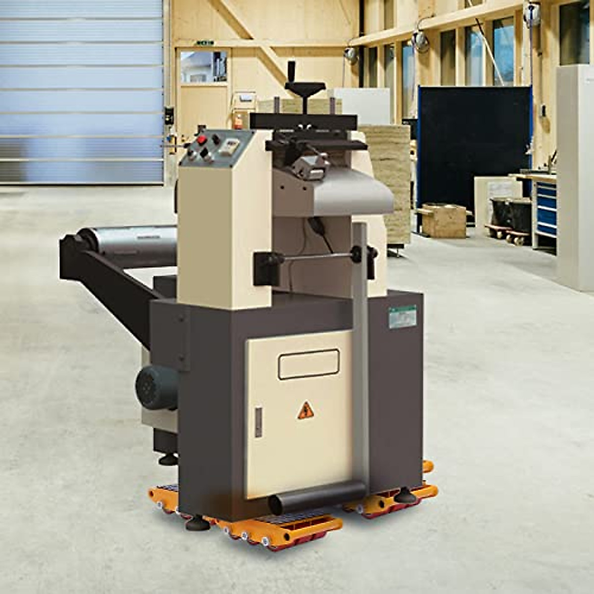 15T/33000lb Machinery Mover Heavy Duty Steel Machinery Mover Dolly Cargo Trolley with 9 Roller Wheels 360° Degree Rotation Cap, Industrial Machine Skates (Orange)