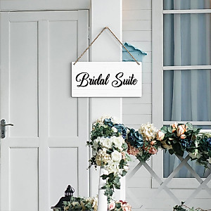 Rustic Wedding Bridal Suite Sign, Wedding Decor Wedding Stuff Engagement Wedding Party Decorations, Engagement Wedding Photo Props Sign 12x6 Inches (White)