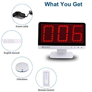 Retekess TM101 Wireless Quiz Answer Game Buzzer System, Add Up to 32 Buttons,262ft,Auto-Sleep,10 Buzzers for Game Show,Family Game Nights,Debate Contests in Companies,School Contest