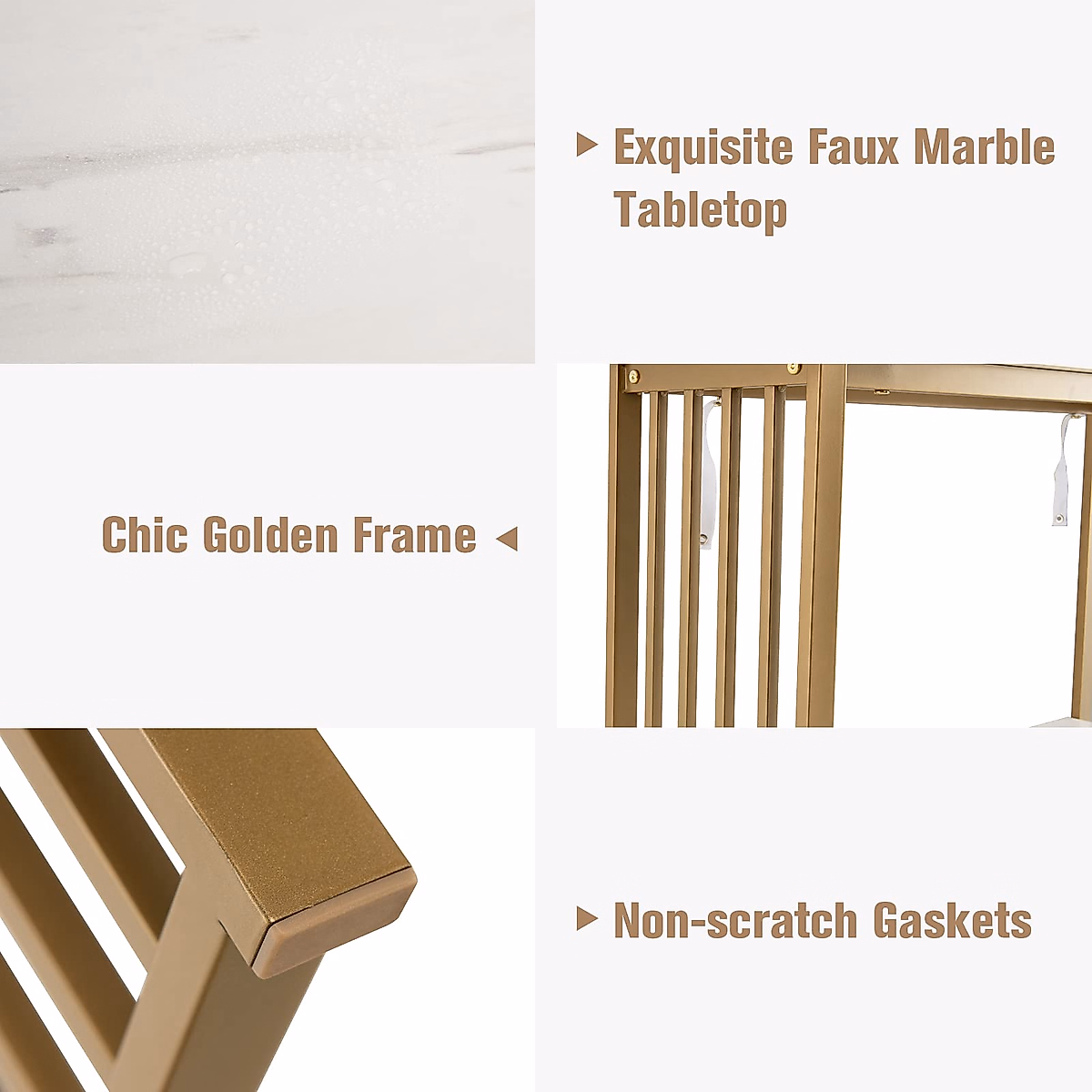 Tangkula 48” Console Table, White Faux Marble Entryway Table with Gold Finished Frame, Modern Deluxe Sofa Table with 2 Tier Storage, Ideal for Living Room, Hallway, Dining Room