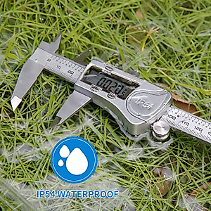 MEASUREMAN Electronic Digital Caliper Micrometer Measuring Tool Stainless Steel Vernier,IP54 Waterproof Protection Design,0-6 Inch/0-150 mm