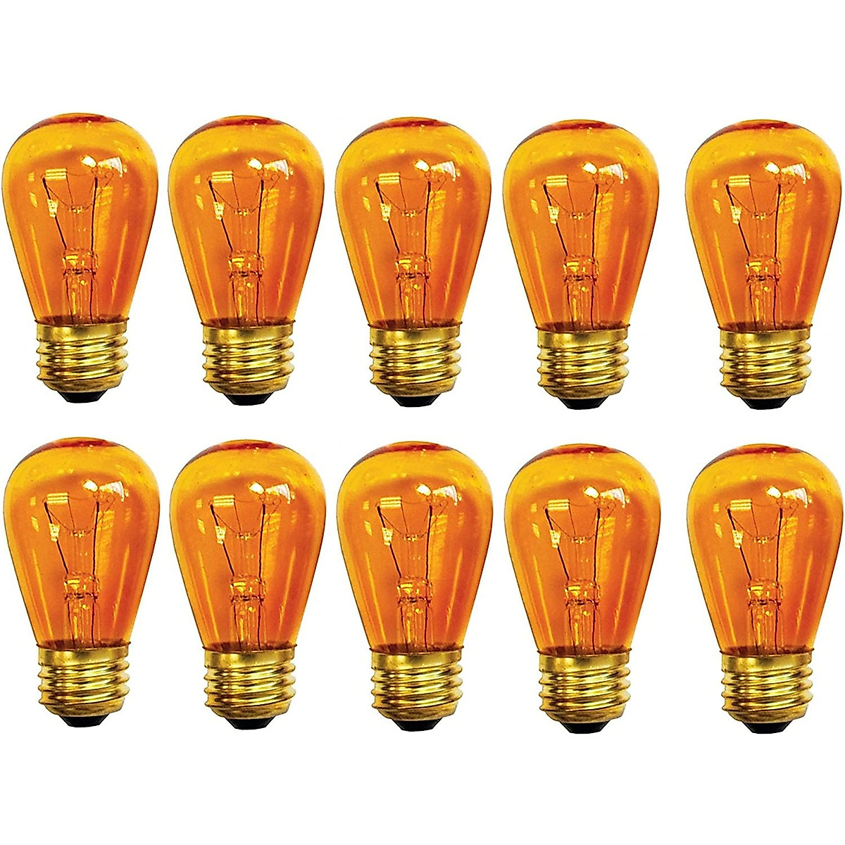 String Light Company S1411WA Amber S14 Light Bulb with E26 Base, 11-Watt (Pack of 12)