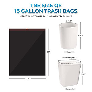 Ultra Strong 15 Gallon Drawstring Trash Bags (102 Count) Large Heavy Duty Thicken Plastic Tall Kitchen Garbage Bags Black for Kitchen Office Lawn Yard by Glasho