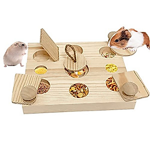 MUYG Wooden Hamster Foraging Toys,Enrichment Foraging Toy Guinea Pig Interactive Hide Treats Puzzle Snuffle Game Small Animal Chew Toys for Chinchilla Rat Bunny Hedgehog Gerbils