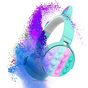 Rainbow Pop-On-It Bluetooth Headphones, Fidget Bluetooth Head-Mounted Stereo Headset, Wireless Headphones Noise Cancelling Headphones Over-Ear Headphones Gaming Headset for Kids Teens (blue)