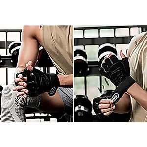SUJAYU Workout Gloves, Gym Gloves for Men, Wrist Wraps Lifting Wrist Wraps Gloves for Working Out, Hand Out Gloves Fitness Gloves Full Palm Protection (Black, M)