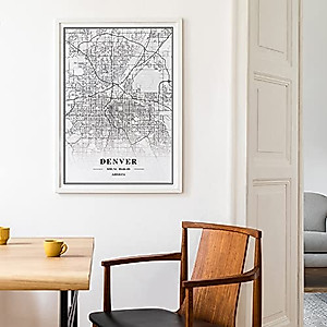 Dear Mapper Denver United States View Abstract Road Modern Map Art Minimalist Painting Black and White Canvas Line Art Print Poster Art Print Poster Home Decor (Set of 3 Unframed) (16x24inch)