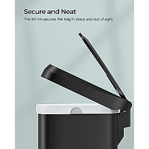 SONGMICS Kitchen Trash Can, 18-Gallon Stainless Steel Garbage Can, with Stay-Open Lid and Step-on Pedal, Soft Closure, Tall, Large and Space-Saving, Black ULTB520B68