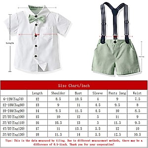 Joycebaby Baby Boys Gentleman Outfits Suits Short Sleeve Bowtie Shirt+Suspender Shorts Clothes Set Overalls(110/3-4 Years, Green)