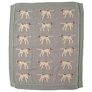 Creative Co-Op DF2527 40" L x 32" W Cotton Knit Baby Dog Blanket, Blue, Small
