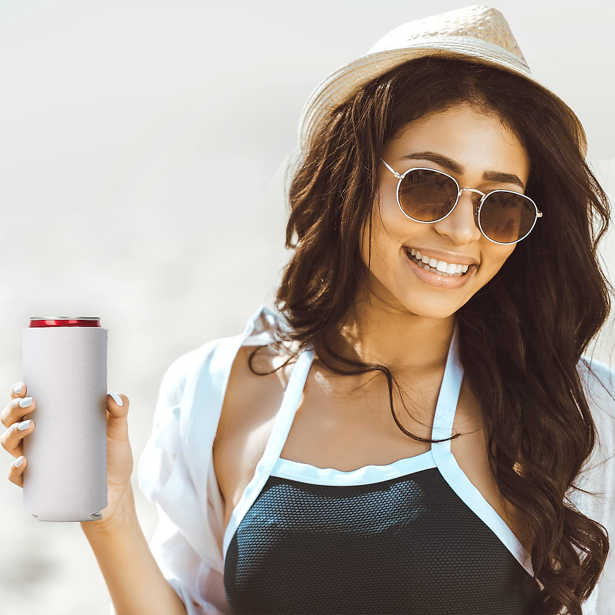 Blank Slim Can Cooler Sleeves, Foldable Slim Can Insulator Made of Neoprene, Slim Beverage Cooler for Beer & Soda, Skinny Sublimation Can Cooler 12oz , Set of 12, White - Your Dream Party Shop