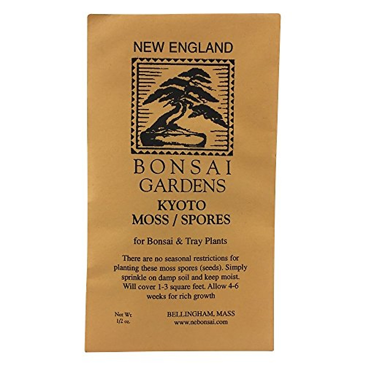 Moss Spores for Bonsai Trees - Covers Up to Three Square Feet, Bright Green Velvet Kyoto Bonsai Moss That is Weed Free, Indefinite Shelf Life