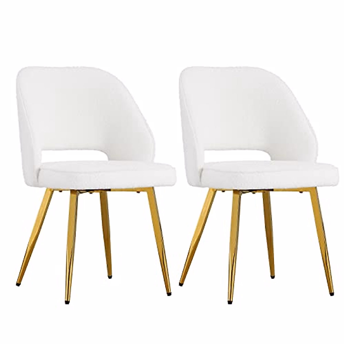 Ebullient Modern Velvet Dining Chairs Set of 2, Upholstered Living Room Accent Chairs, Gold Vanity Chairs，mid Century Chair for Living Room Kitchen Bedroom (White + Gold Legs, Set of 2)
