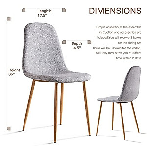 Bacyion Modern Dining Room Table Set 5 Pieces Dining Table Set for 4 - Rectangle Glass Dining Table with 4 Grey Fabric Dining Chairs - Kitchen & Dining Room Sets for Dining Room Kitchen