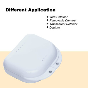 BOOMIBOO Retainer Case with Vent Holes, 4 Pcs Denture Case, Durable & Similar Mouth Guard Case for Black, White, Yellow and Blue - Tight Snap Lock, Easy to Use