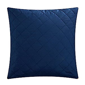 Chic Home Sigal 20 Piece Comforter Set Reversible Geometric Quilted Design Complete Bed in a Bag Bedding – Sheets Decorative Pillows Shams Window Treatments Curtains Included King Navy