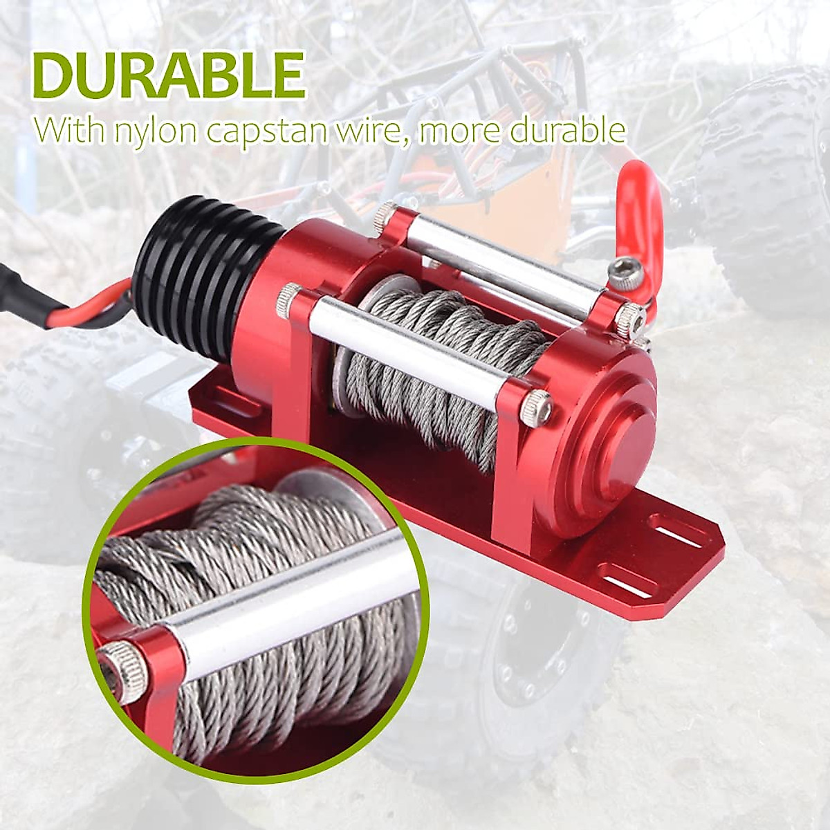 Tbest RC Car Winch, 1/10 Scale Winch Controller Simulated Toy Winch RC Model Vehicle Crawler Car Accessory for RC Crawler