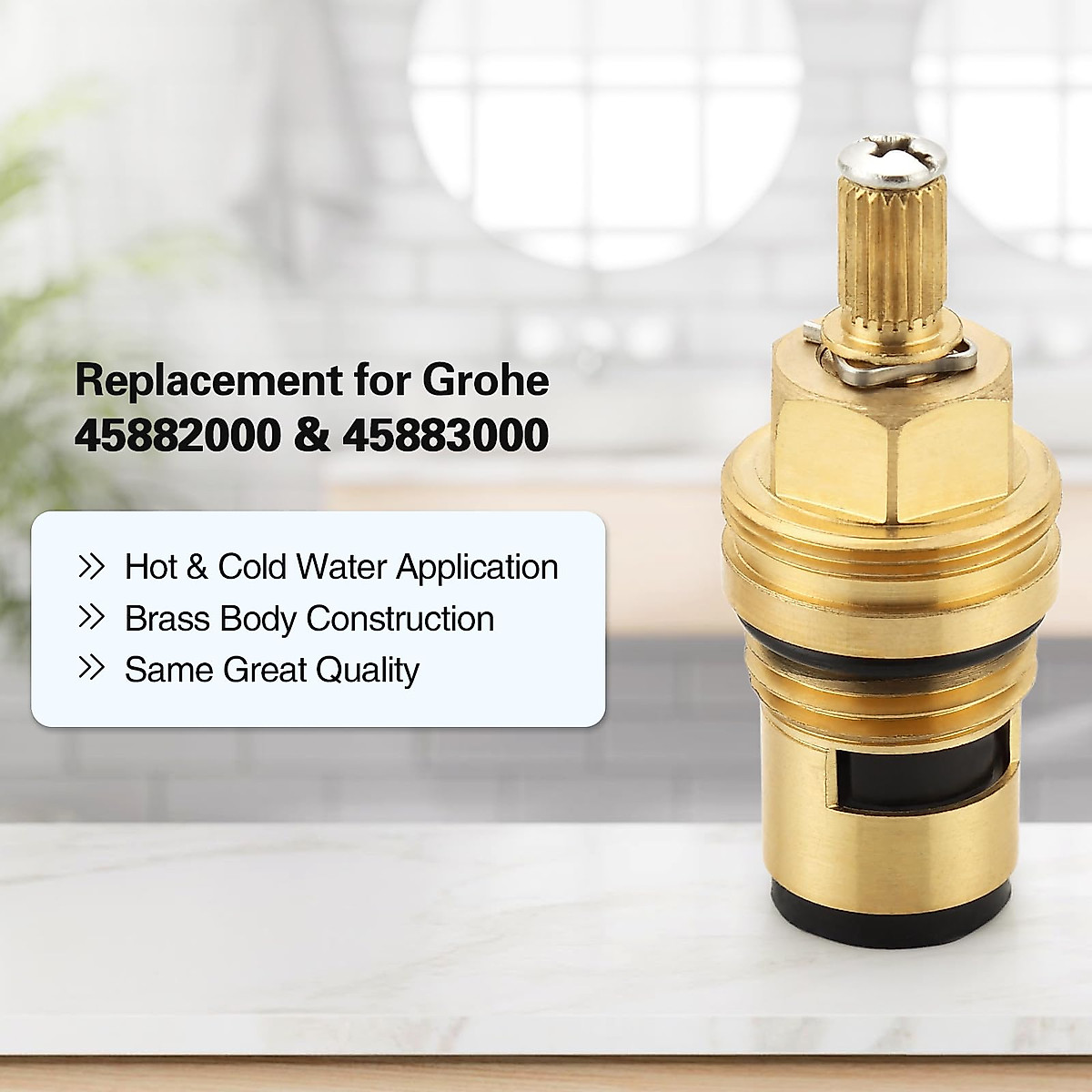 Ceramic Cartridge for Grohe 45882000, Left Side of the Sink Clockwise Closing Cartridge Replacement, Faucet Cartridge Replacement Assembly, Brass