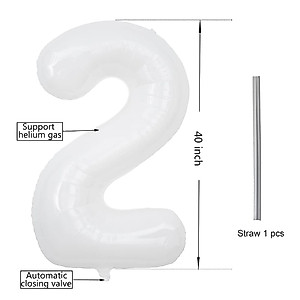 40 Inch Large White 21 Numbers Balloons Giant Helium Big Foil 12 Digital Balloon Sweet 12th 21st Birthday Party Girl Women for Boy Man Anniversary Decorations Supplies