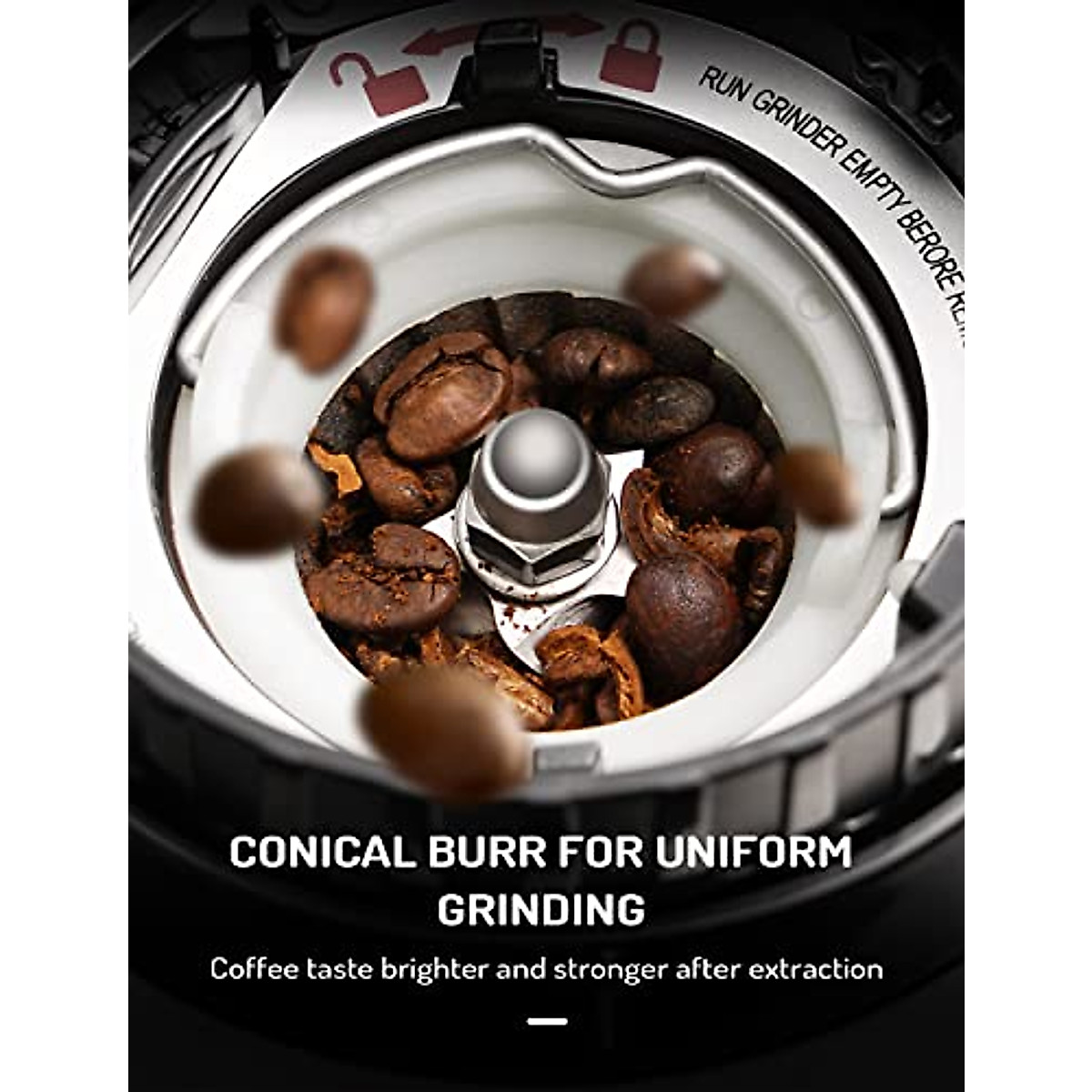 TWOMEOW Conical Burr Coffee Grinder Electric, Anti-static Coffee Bean Grinder with 24 Grind Settings for Espresso/Drip/Pour Over/Cold Brew/French Press Coffee Maker,Stainless Steel