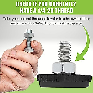 Project Patio 1/4-20 Adjustable Furniture Leg Leveling Feet Stainless Steel Threaded Screw Glide Replacement Outdoor Table Chair Parts - 16 Pack