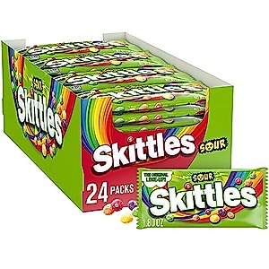 SKITTLES Sour Summer Chewy Candy Bulk Assortment, 1.8 Ounce (Pack of 24)