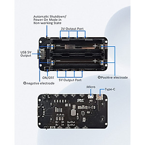 diymore 1865O Battery Holder Double Li-ion V8 Battery Shield Micro USB 5V/3A 3V/1A Power Bank Battery Charging Module for Raspberry Pi and Arduino ESP32 (2 Holders)
