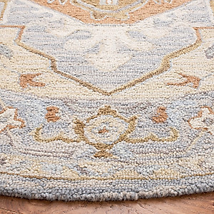 SAFAVIEH Heritage Collection Area Rug - 10' Round, Beige & Grey, Handmade Traditional Oriental Wool, Ideal for High Traffic Areas in Living Room, Bedroom (HG920B)