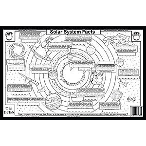 Tot Talk Solar System Educational Placemat for Kids – Made in USA – Durable, Double-Sided, Space Learning Placemat with Planet Facts & Quizzes – Waterproof, Wipeable, 17.5” x 11.5”