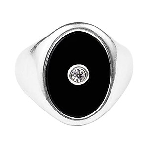 Lucky Brand Onyx Signet Ring,Silver,Size 7
