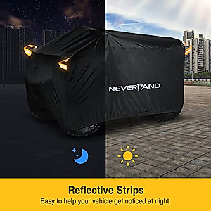 NEVERLAND ATV Cover Waterproof Heavy Duty 4 Wheeler Cover Quad Cover All Season Weather Proof Outdoor UV Protection for Polaris Kawasaki Yamaha Suzuki Honda (Black Large)