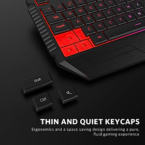 Fiodio Rainbow Wired Gaming Computer Keyboard and Mouse Combo, Ergonomic Keyboards with Wrist Rest, 104 Multimedia Keys, 1600 DPI Gamer Mouse for Windows PC and Desktop