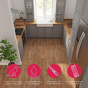 LUCiDA SURFACES Luxury Vinyl Floor Tiles-Peel & Stick Adhesive Flooring for DIY Installation-36 Wood-Look Planks-BaseCore-54 Sq. Feet
