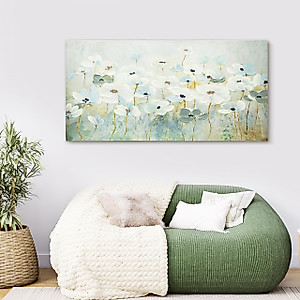 ArtbyHannah Wall Paintings Large Canvas Wall Art Wall Decor Living Room Textured 3D Hand-Painted Oil Painting Flowers Wall Art for Office Bedroom, 24x48