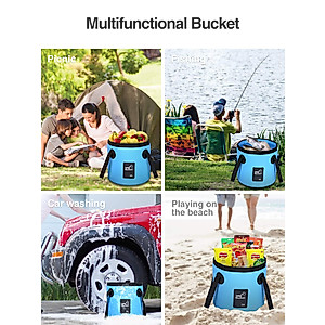 Luxtude Collapsible Bucket with Handle, 5 Gallon(20L), Portable & Ultra Lightweight Outdoor Basin Bucket, Folding Bucket for Fishing, Camping, Hiking, Car Washing and More