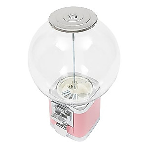 Gdrasuya10 Vending Machine, 18.11" Big Bubble Gumball Machine Lockable Candy Gumball Dispenser Machine Large Capacity Toy Vending Machine for 1.26inch Ball, Candy or $1 Coins, Pink