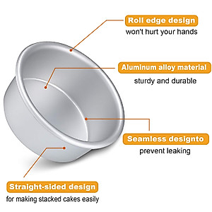 Nuenen 12 Pieces Round Cake Pans 4 Inch Aluminum Round Mold Smash Cake Baking Pans Cheesecake Pans for Home Party Baking Supplies