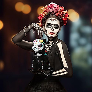 Hiboom Skeleton Black Cat Stuffed Animal 13 Inch Soft Plush Black Kitten Stuffed Animal Nightmare Catnap Plush for Halloween Day of The Dead Decor Gift Birthday Party Favors(Classic Style)