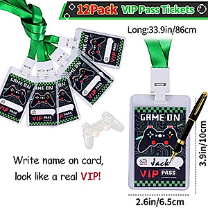 Tacobear 102 Pcs Video Game Party Favors for Kids Gamer Party Gift VIP Pass Holder Silicone Bracelet Keychain Temporary Tattoos Pinata Gift Goodie Bag Fillers Game On Themed Boys Birthday Party Supplies