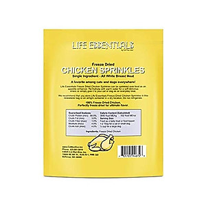 LIFE ESSENTIALS BY CAT-MAN-DOO All Natural Freeze Dried Chicken Crushed Sprinkles Powder for Dogs & Cats - No Fillers, Preservatives, or Additives - No Grain Tasty Treat