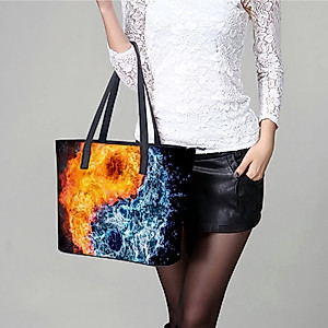 Womens Handbag Yin Yang Symbol Leather Tote Bag Top Handle Satchel Bags For Lady