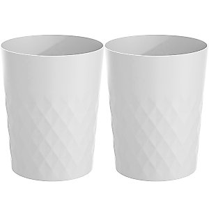 HOLTPHILI 1.8 Gallon Small Trash Can 2 Pack Bathroom Garbage Can Waste Basket Recycling Bin for Dorms Bedrooms Offices Kitchens, White