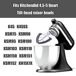 Flex Edge Beater For Kitchenaid,Kitchen Aid Mixer Accessory,Kitchen Aid Attachments For Mixer,Fits Tilt-Head Stand Mixer Bowls For 4.5-5 Quart Bowls,Beater With Silicone Edges,White