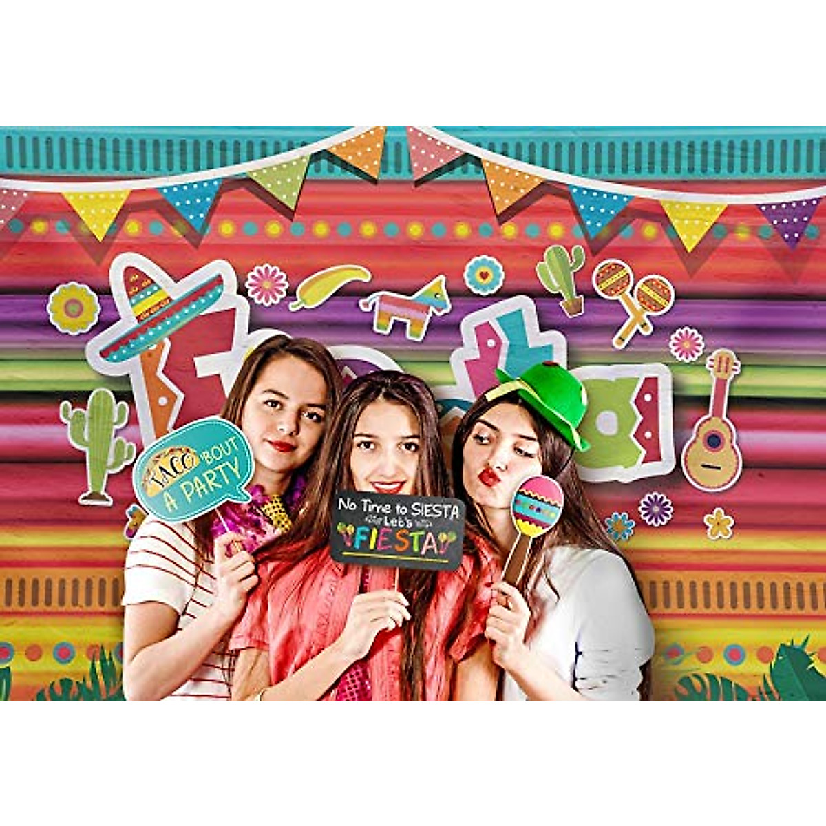 Fiesta Theme Photography Backdrop & Studio Props Kit, Cinco De Mayo Party Decorations, Mexican Photo Booth Background for Pictures, Summer Pool Mexicana Birthday Party Supplies