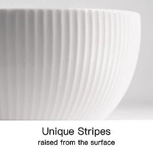 getstar Cereal Bowls, Soup Bowls, Ceramic Bowl Set for Kitchen (4 Pcs, 6 inch & 24 oz), Microwave Safe Porcelain Bowl Set of 4, Soup Cereal Salad Rice Ramen Bowl (White)