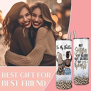 thmasamwr Best Friend Skinny Tumbler With Straw and Lid, Stainless Steel 20oz Insulated Besties Coffee Travel Mug, BFF Gifts Cups for Women and Girls